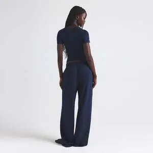 SKIMS Cotton Jersey Wide Leg Pant - Navy