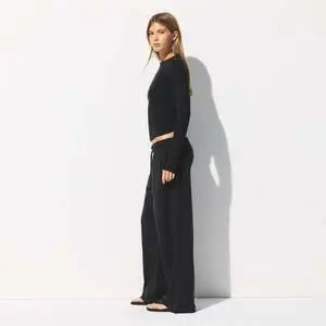 SKIMS Cotton Jersey Wide Leg Pants - Soot