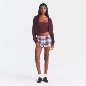 SKIMS Cotton Jersey Zip Up Hoodie - Currant