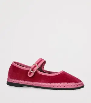 FLABELUS Velvet Frances Mary Janes - Pink