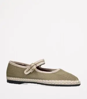 FLABELUS Ishmael Linen Mary Janes - Green