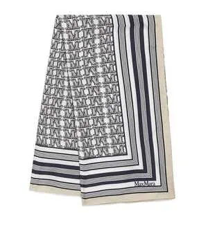 Max Mara Silk Printed Square Scarf Blue