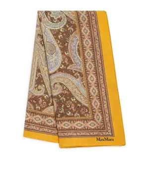 Max Mara Silk Printed Square Scarf Yellow