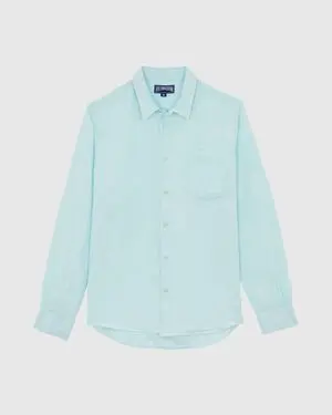 Vilebrequin Linen Shirt Natural Dye Shirt Caroubis - Blue