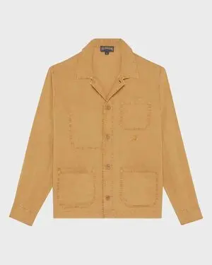 Vilebrequin Linen Overshirt Mineral Dye Color Jacket Corentin - Brown