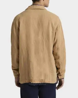 Vilebrequin Linen Overshirt Mineral Dye Color Jacket Corentin - Brown