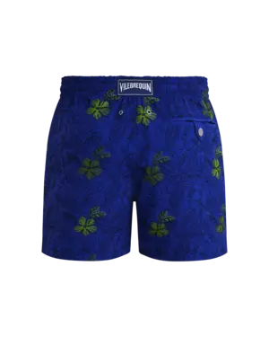 Vilebrequin Swim Trunks Embroidered Flowers Limited Edition Mistral - Blue