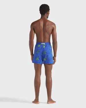 Vilebrequin Swim Trunks Embroidered Flowers Limited Edition Mistral - Blue