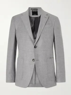 Zegna Riviera Slim-fit Wool, Silk And Linen-blend Suit Jacket