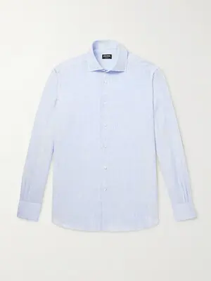 Zegna Oasi Striped Linen Shirt - Blue