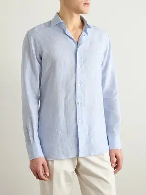 Zegna Oasi Striped Linen Shirt - Blue