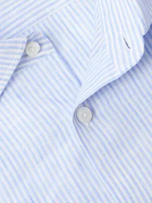 Zegna Oasi Striped Linen Shirt - Blue