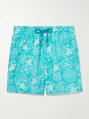 Vilebrequin Moorea Straight-leg Mid-length Printed Swim Shorts - Blue