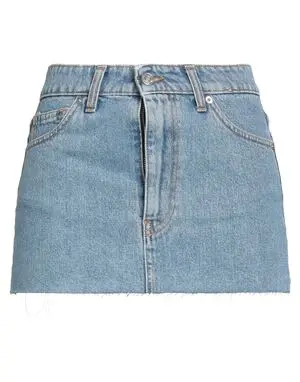 VICOLO Flared Denim Skirt With Leather Trims