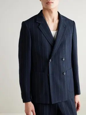 Mr P. Slim-fit Pinstriped Wool-blend Seersucker Suit Jacket