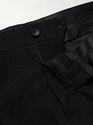 Mr P. Daniel Tapered Pleated Wool-blend Seersucker Suit Trousers - Black