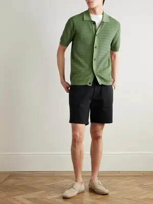 Mr P. Straight-leg Garment-dyed Cotton-blend Twill Bermuda Shorts