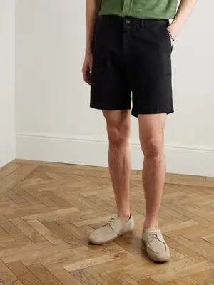 Mr P. Straight-leg Garment-dyed Cotton-blend Twill Bermuda Shorts