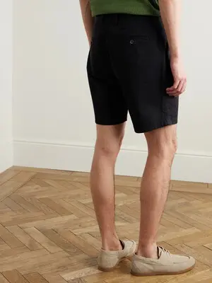 Mr P. Straight-leg Garment-dyed Cotton-blend Twill Bermuda Shorts