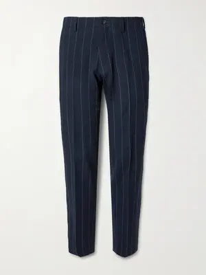Mr P. Philip Tapered Pinstriped Wool-blend Seersucker Suit Trousers