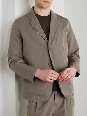 Mr P. Unstructured Garment-dyed Organic Cotton And Linen-blend Suit Jacket