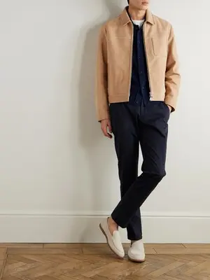 Mr P. Panelled Leather-trimmed Suede Jacket