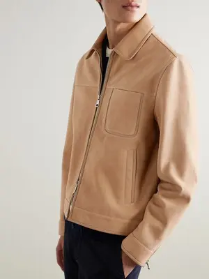Mr P. Panelled Leather-trimmed Suede Jacket