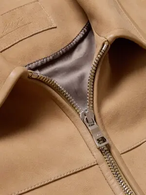 Mr P. Panelled Leather-trimmed Suede Jacket