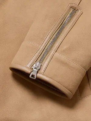 Mr P. Panelled Leather-trimmed Suede Jacket