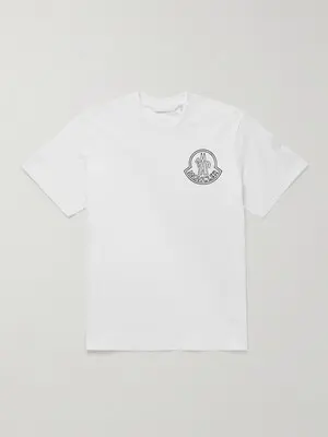 Moncler Logo-print Appliquéd Cotton-jersey T-shirt - White