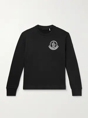Moncler Logo-print Cotton-jersey Sweatshirt - Black