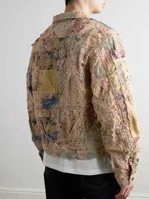 Kapital Boro Distressed Patchwork Jacket - Neutrals