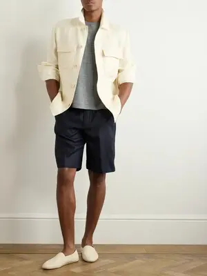 Loro Piana Straight-leg Linen Shorts - Blue