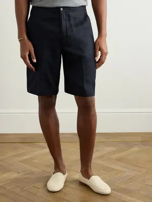 Loro Piana Straight-leg Linen Shorts - Blue