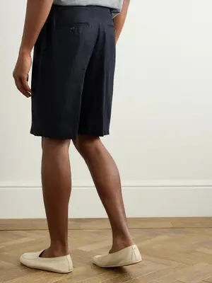 Loro Piana Straight-leg Linen Shorts - Blue