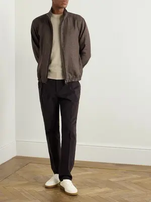 Loro Piana Linen And Wool-blend Canvas Bomber Jacket - Brown