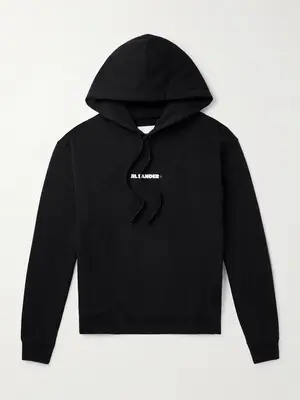 JIL SANDER Logo-print Cotton-jersey Hoodie - Black