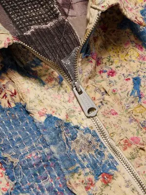 Kapital Boro Distressed Patchwork Zip-up Jacket - Neutrals