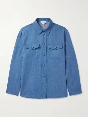 Gabriela Hearst Everly Cotton And Linen-blend Chambray Overshirt