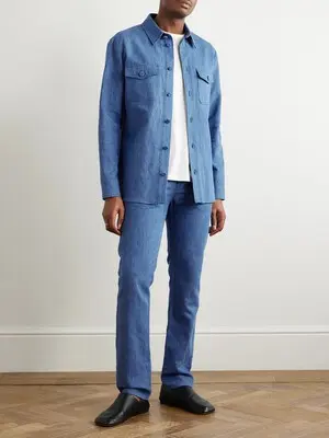 Gabriela Hearst Everly Cotton And Linen-blend Chambray Overshirt