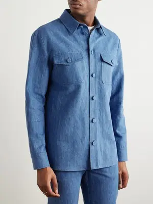 Gabriela Hearst Everly Cotton And Linen-blend Chambray Overshirt