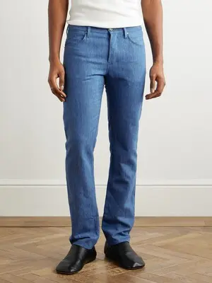 Gabriela Hearst Slim-fit Cotton And Linen-blend Trousers - Blue