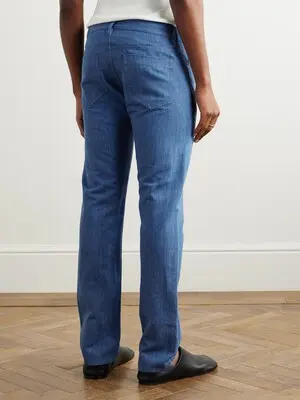 Gabriela Hearst Slim-fit Cotton And Linen-blend Trousers - Blue