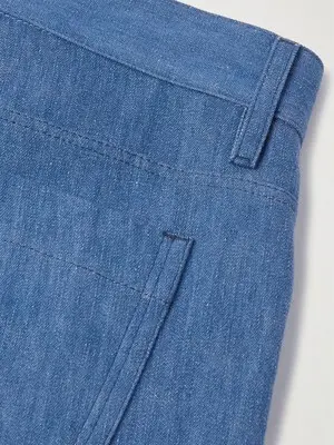 Gabriela Hearst Slim-fit Cotton And Linen-blend Trousers - Blue