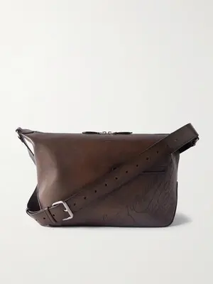 Berluti Toujours Scritto Venezia Leather Messenger Bag - Brown