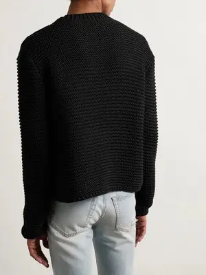 Alexander McQueen Cropped Ribbed Logo-jacquard Cotton Sweater - Black