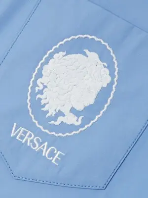 Versace Embroidered Cotton-poplin Shirt