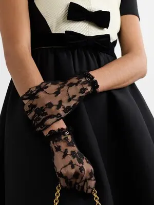 Valentino Garavani Ruffled Corded Lace Gloves
