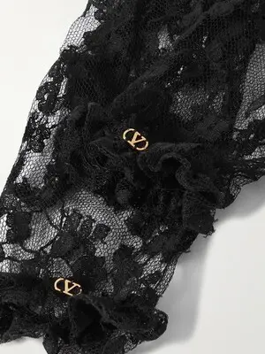 Valentino Garavani Ruffled Corded Lace Gloves