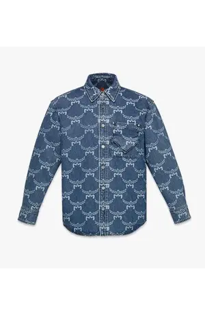 Mcm Lauretos Monogram Denim Shirt - Blue